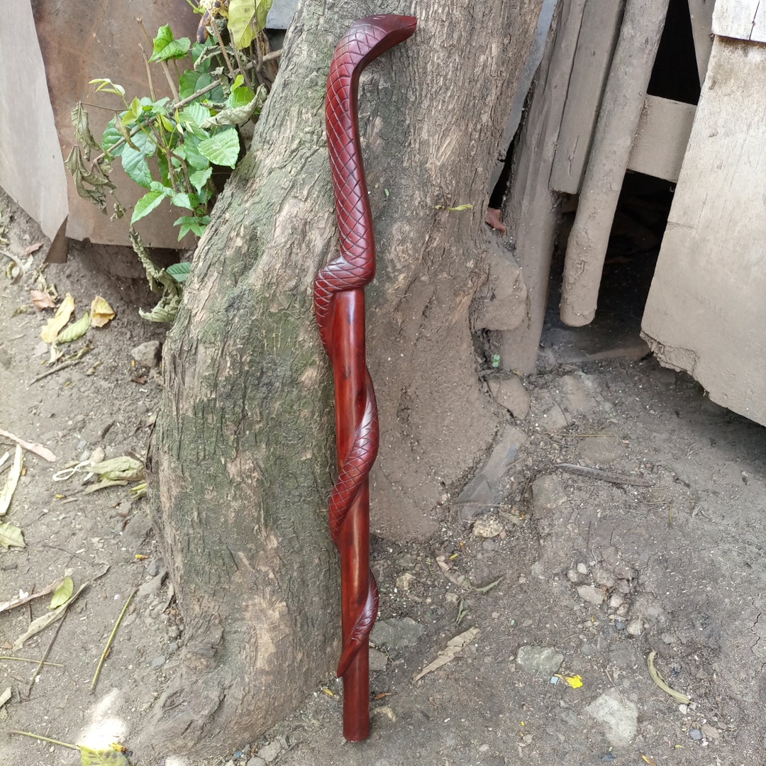 Rosewood African Cobra Hiking Walking Stick Cane Handmade Kenya Africa ...