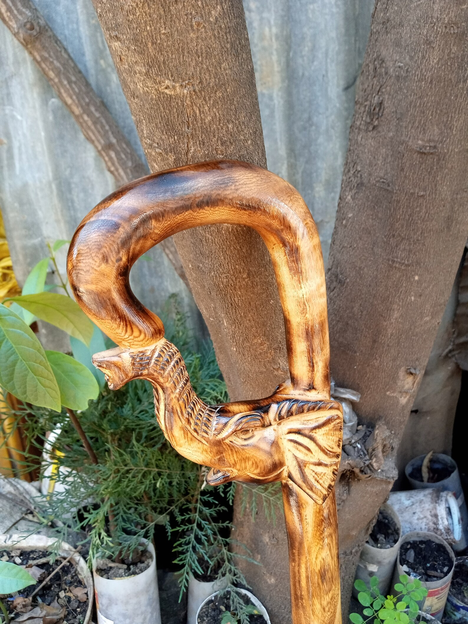 Original African Elephant Head Hiking Walking Stick Cane - Etsy