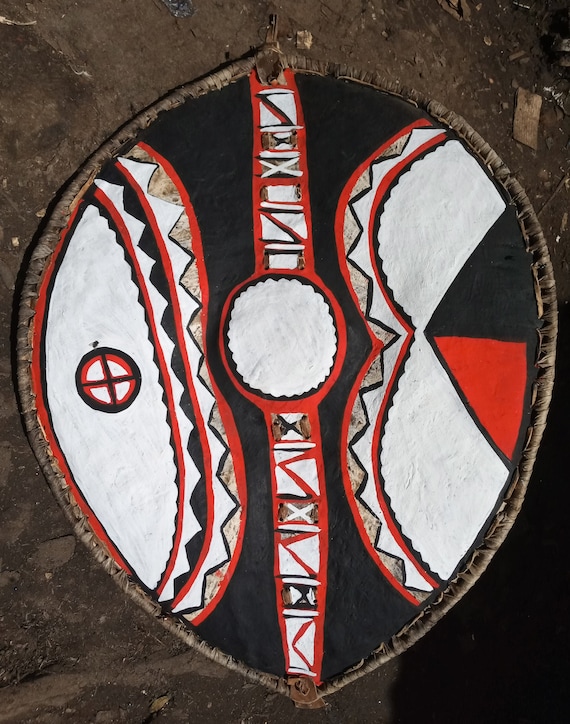 Original Maasai Shield Fully-functional Handpainted Cowhide | Etsy