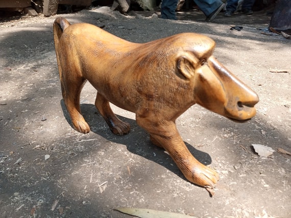 Hand-carved Wood Walking Baboon Original Kamba Table Art Ape - Etsy