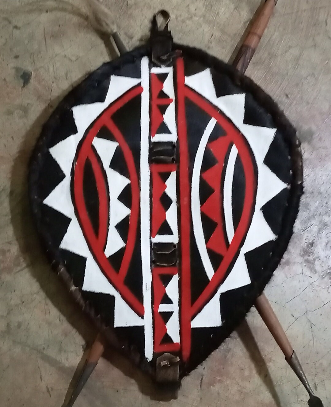 Multicolor Original Maasai Shield Fully-functional Handpainted Cowhide ...