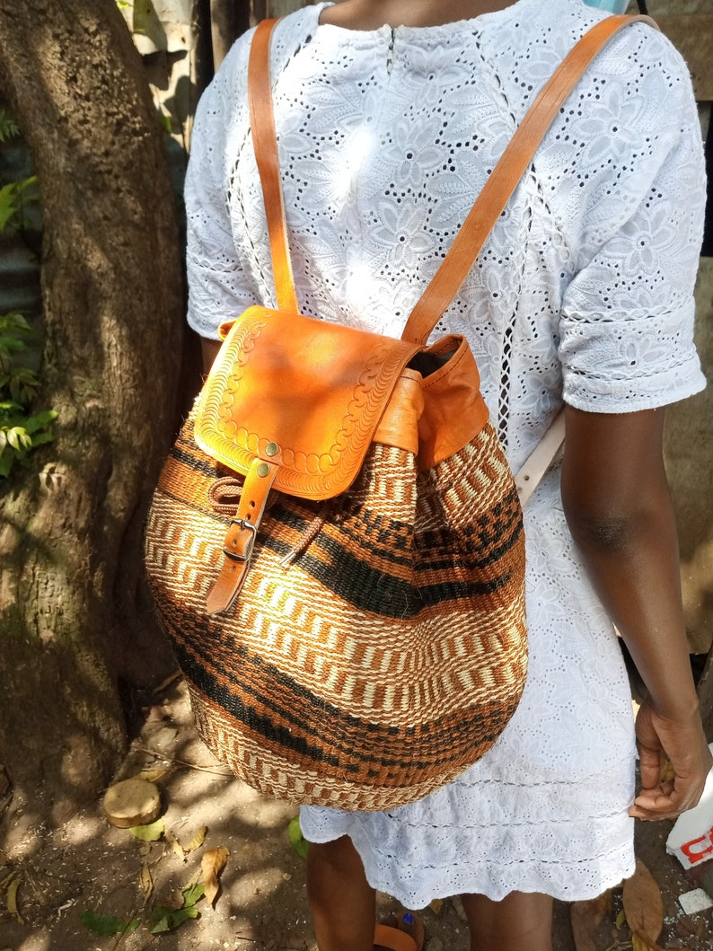 Monkey Bag Leather & Sisel Unisex Backpack Bush Bag Travel | Etsy