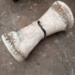 Double Bongo Side Table Drum Original Cowhide Leather Fully Functional ...