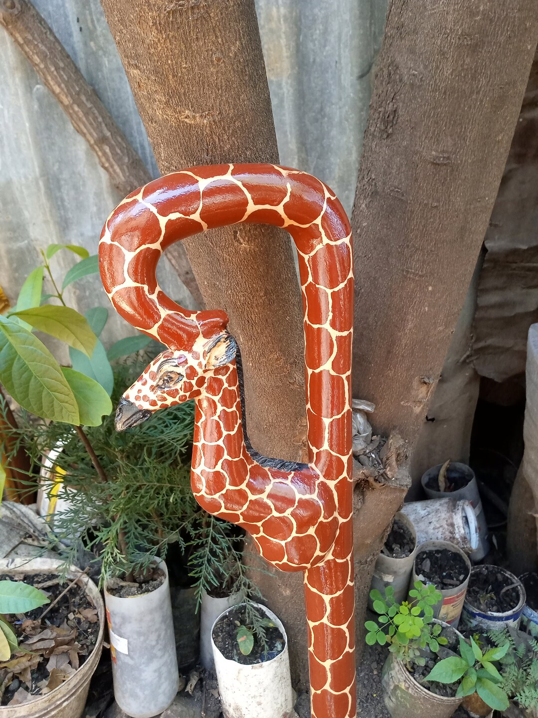 Original African Giraffe Hiking Walking Stick Cane Mobility Handmade ...