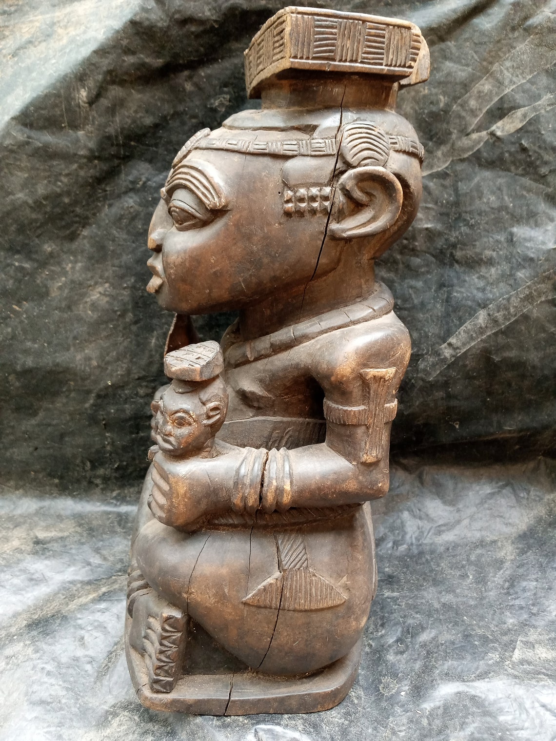 Congo Bakuba "king Statue" DRC Africa Original Art Carving Antique ...