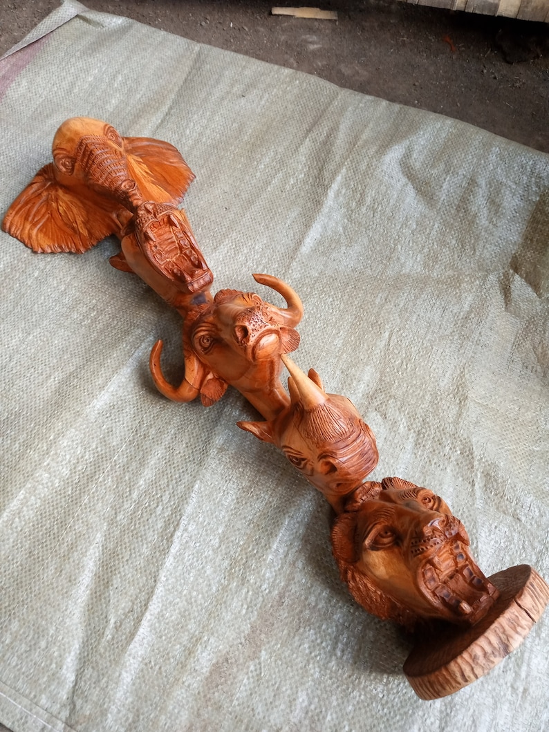 Rosewood Big 5 Animals Original Kamba Tribe Art Kenya Africa - Etsy