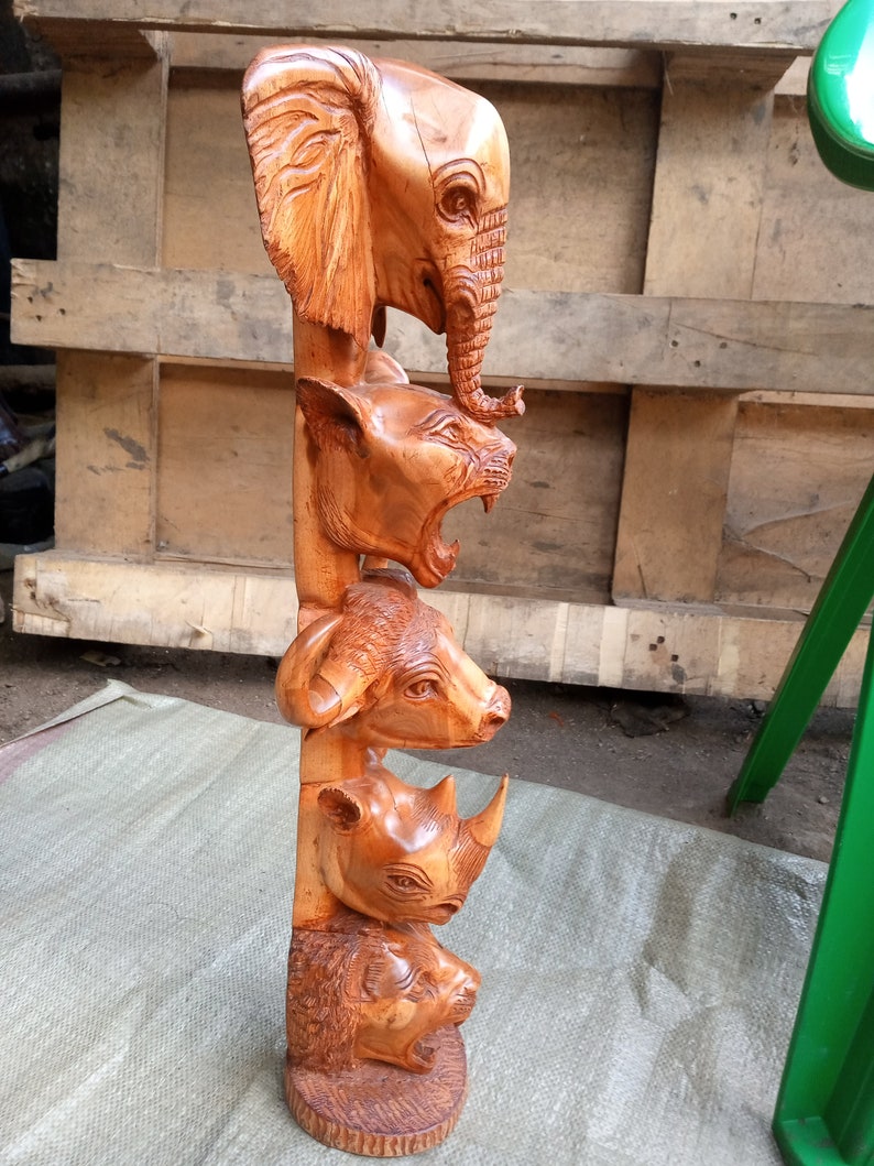 Rosewood Big 5 Animals Original Kamba Tribe Art Kenya Africa - Etsy