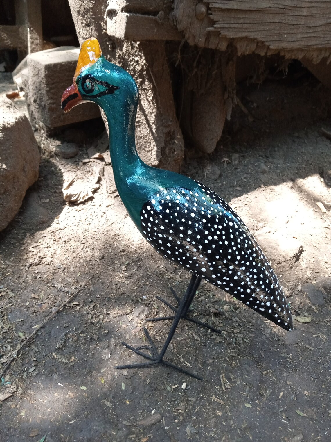 Tropical Spotted Bird Original Kamba Hanging Table Shelf Art | Etsy