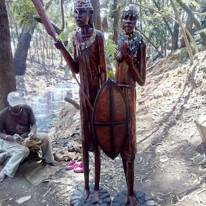Set of 1or2 Solid Rosewood Maasai Husband & Wife Statues Kenya Africa ...