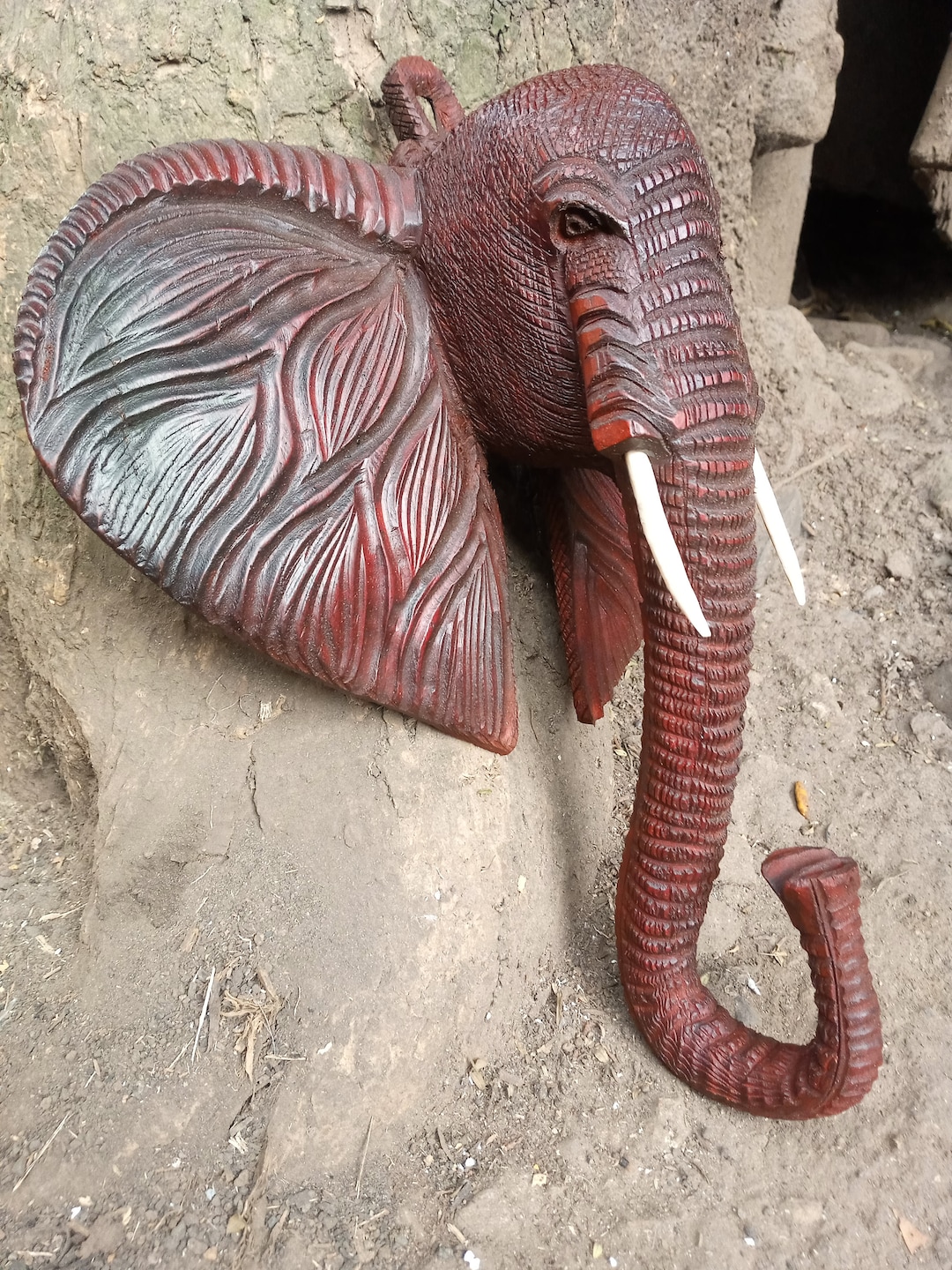 Kamba Tribal Plaque Elephant Mask Kenya Africa Jacaranda Wood - Etsy