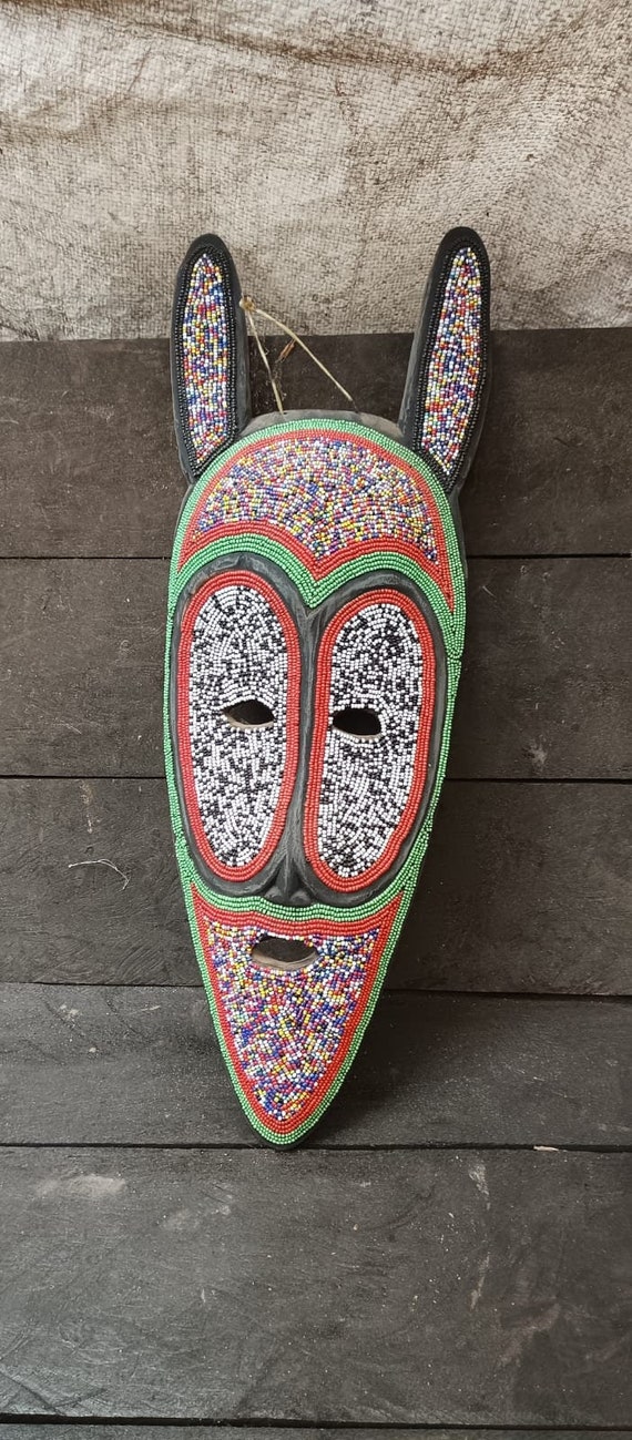 Kusu Tribe Beaded Rabbit Mask Original Carved Wood Vintage - Etsy