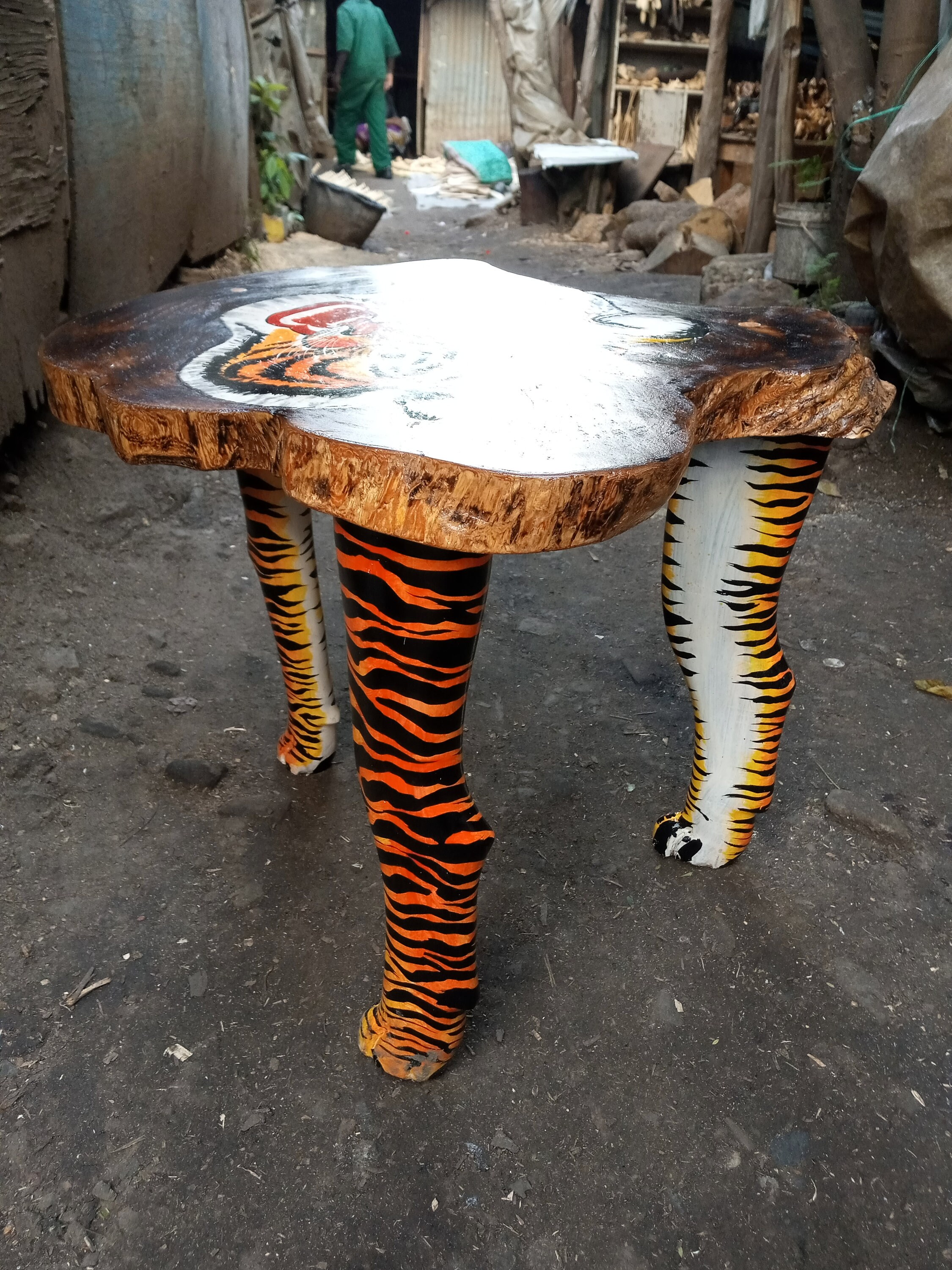 Tiger Table Stool Chair Live Edge Jacaranda Painted Wood | Etsy