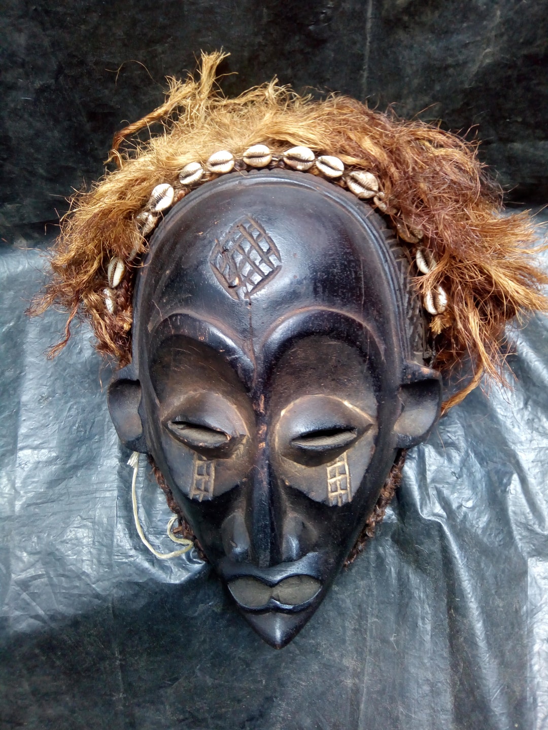 Original Chokwe Tribe Vintage Tribal Mask Cowryshell Sisel DRC Africa ...