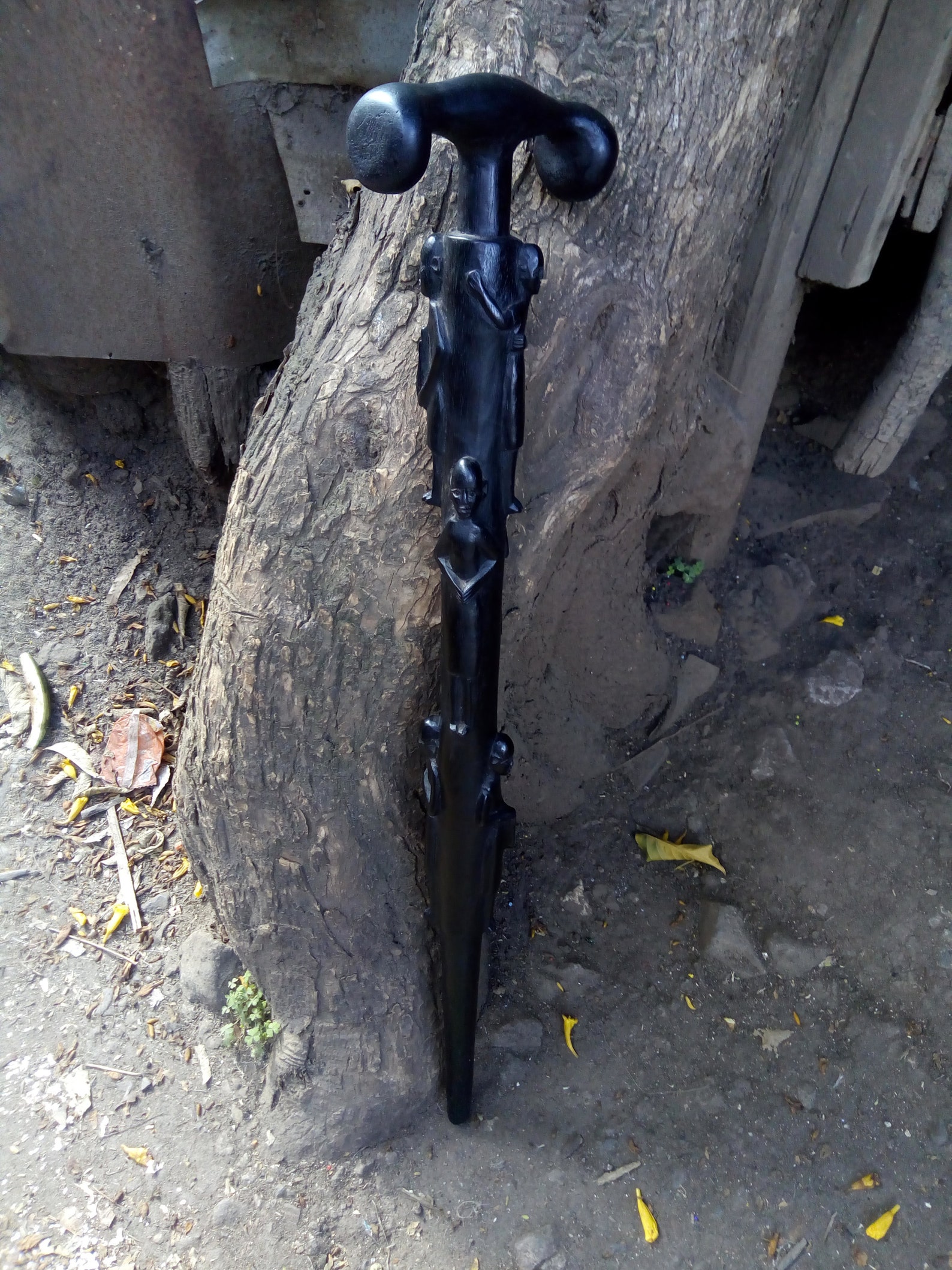 Original African Carved Walking Stick Cane Handmade Kenya Solid Natural ...