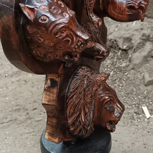 Carved Wood Big 5 Animals Original Kamba Art Kenya Africa Shelf Table ...