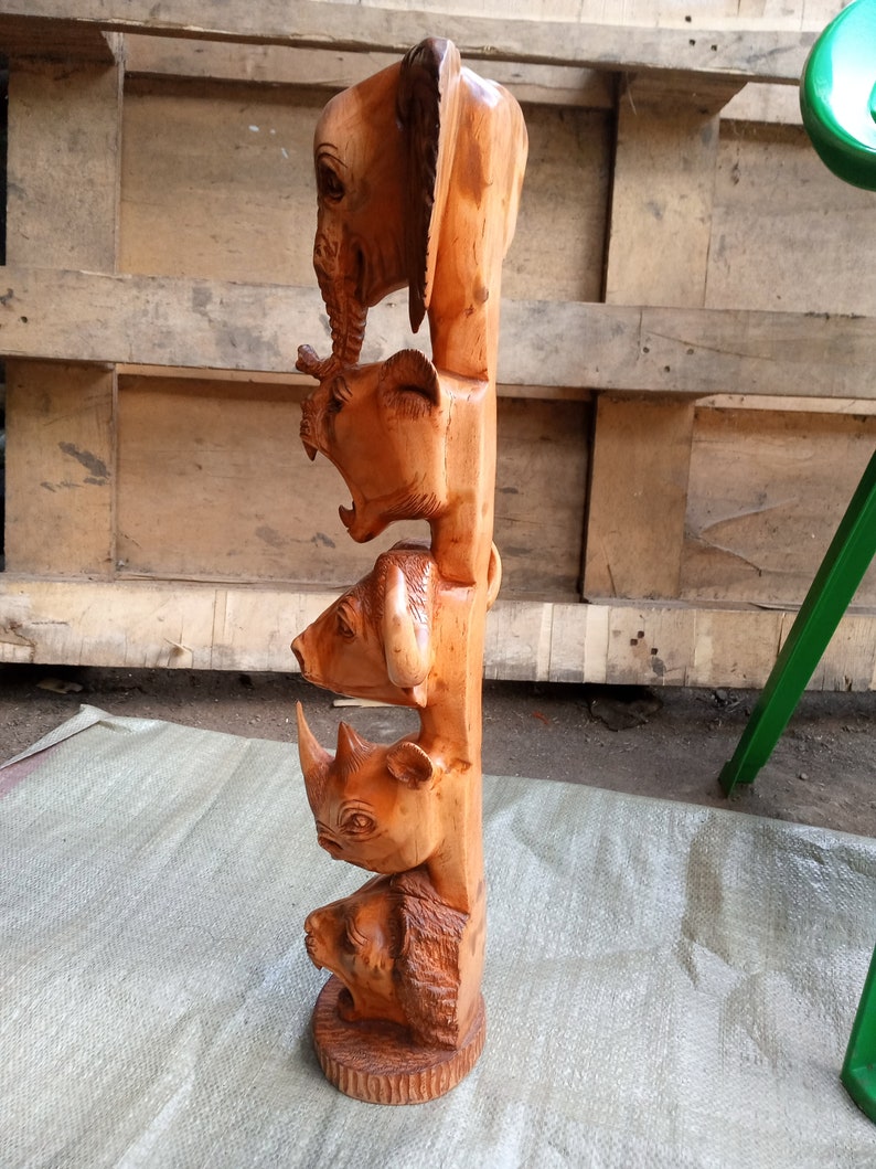 Rosewood Big 5 Animals Original Kamba Tribe Art Kenya Africa - Etsy