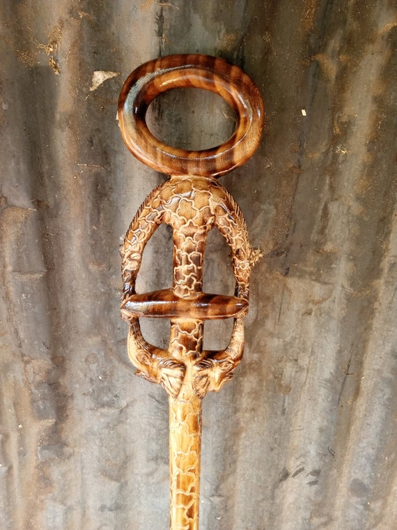 Original African Giraffe & Elephant Hiking Walking Stick Cane - Etsy