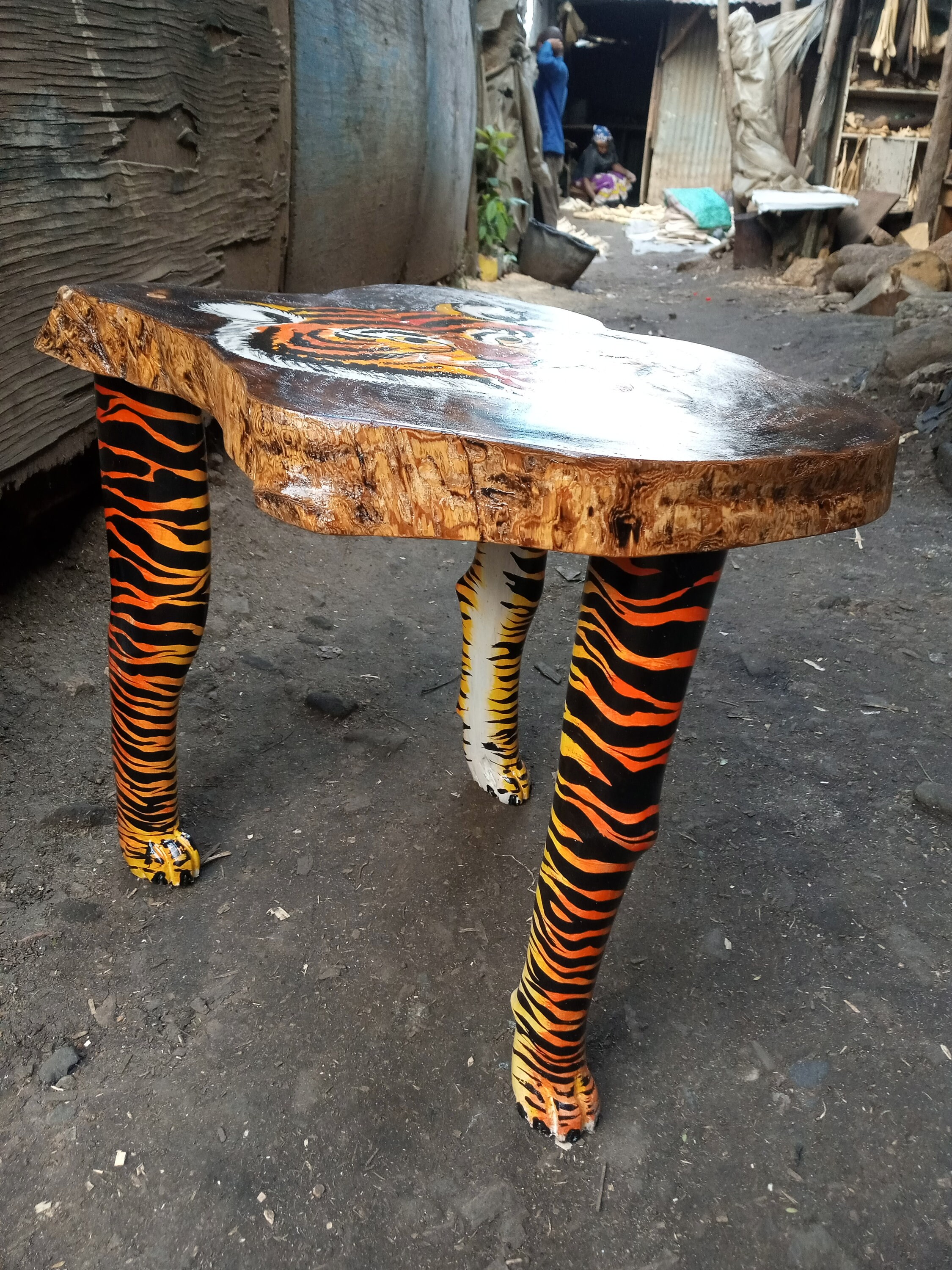 Tiger Table Stool Chair Live Edge Jacaranda Painted Wood | Etsy