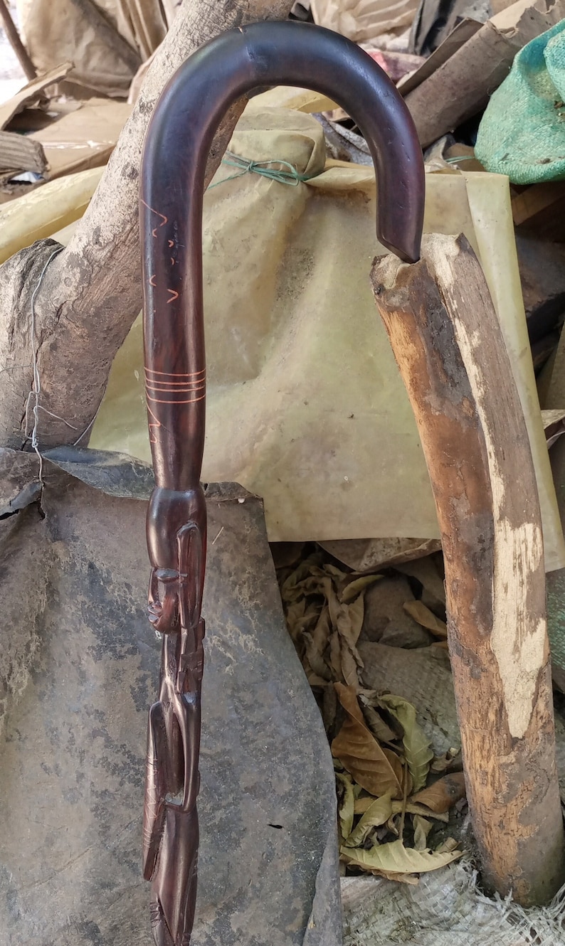 Original African Blackwood & Iron Art Walking Stick Cane Handmade ...