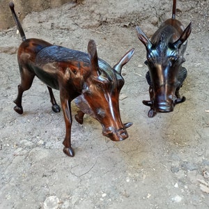 Warthog Carved Kamba Tribe Kenya Solid Ironwood/ Rosewood Animal Statue ...