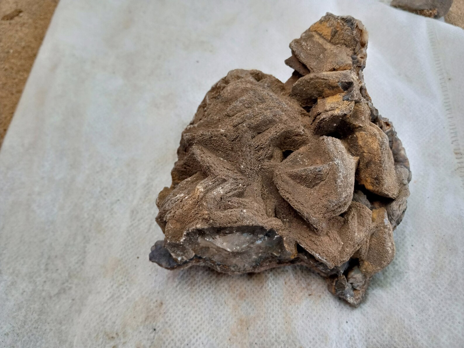 Desert Rose Gypsum Geode Rough Mineral Specimen With Grey Chalcedony ...