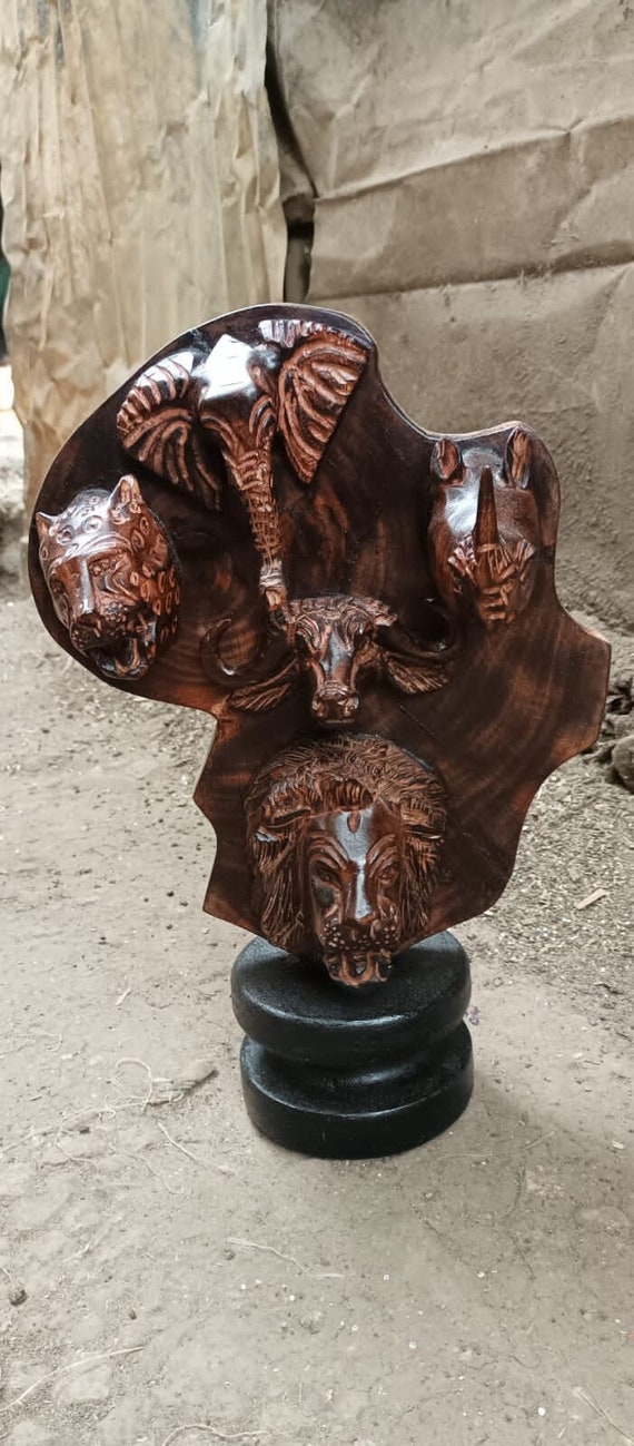 Carved Wood Big 5 Animals Original Kamba Art Kenya Africa | Etsy