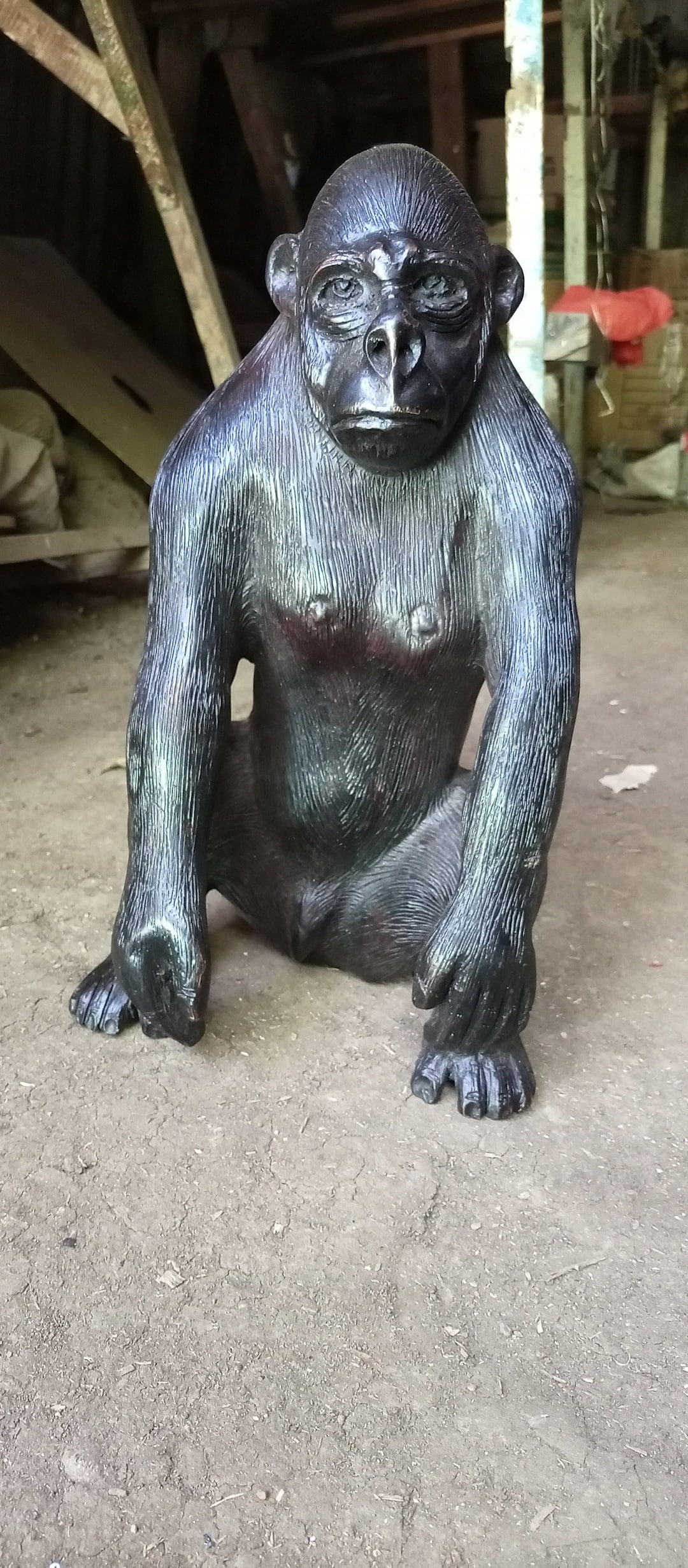 Gorilla Primate Hand-carved Blackwood Sitting Original Kamba Home ...