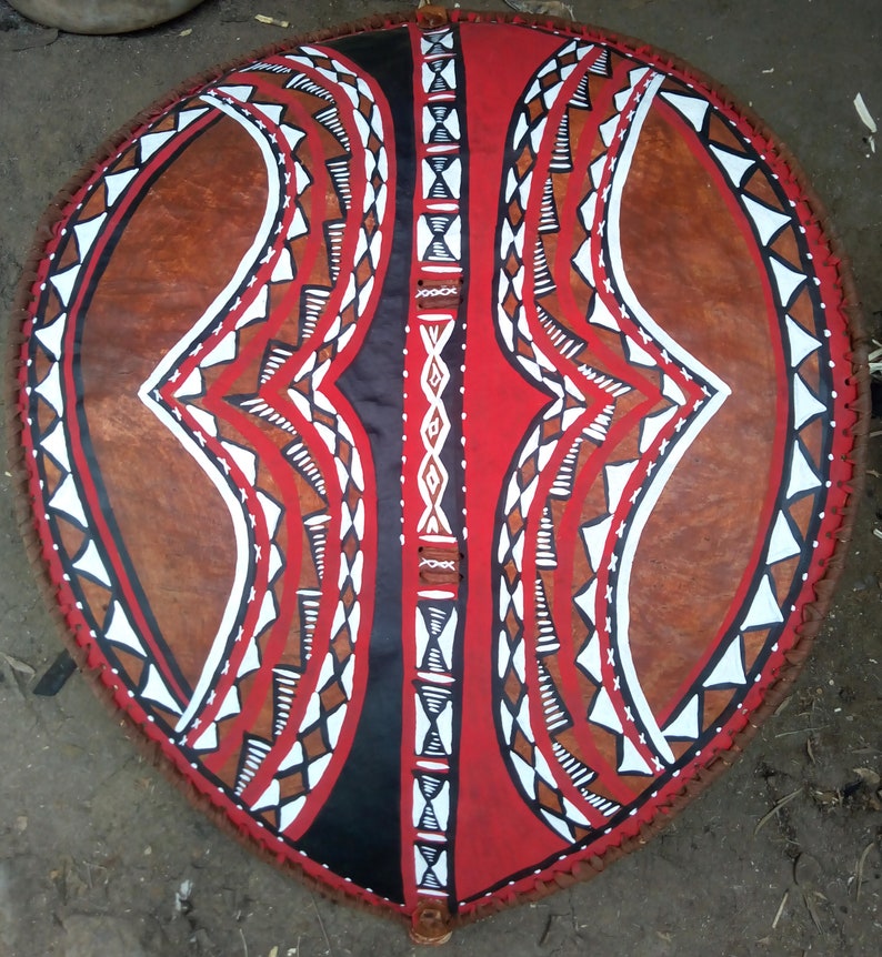 Original Maasai Shield Fully-functional Handpainted Cowhide | Etsy