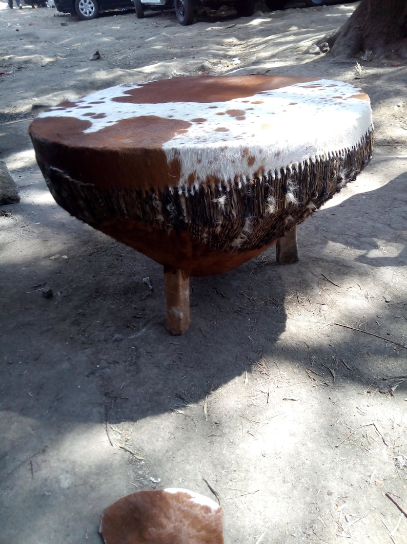 39"handmade Original Cowhide Leather Center Side Coffee Table Working ...
