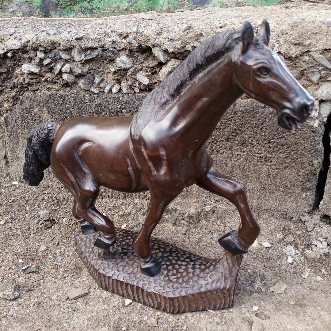 Dancing Wild Horse Original Kamba Animal Art Jacaranda Wood Kenya ...