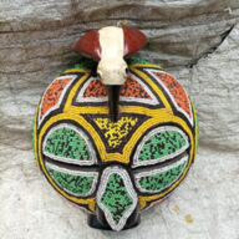 Beaded Luba Mask Vintage 2000s Original Handcarved Multicolor - Etsy