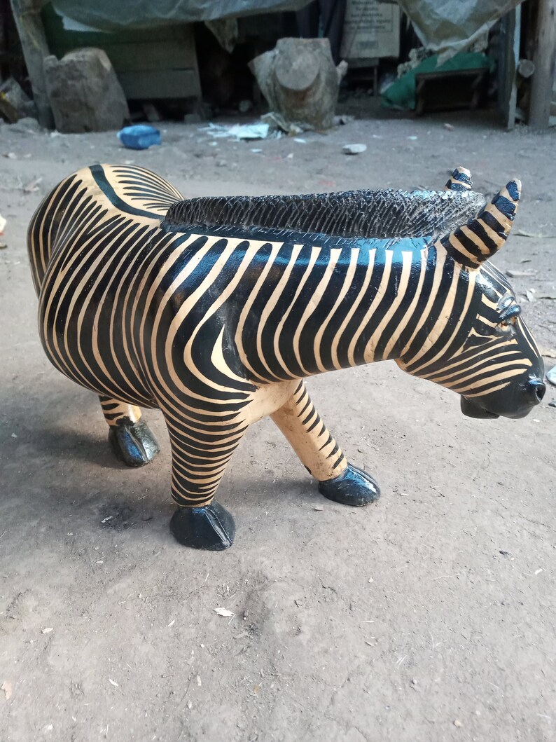 Jacaranda Wood Zebra Black White Original Kamba Painted Tribal Coffee ...