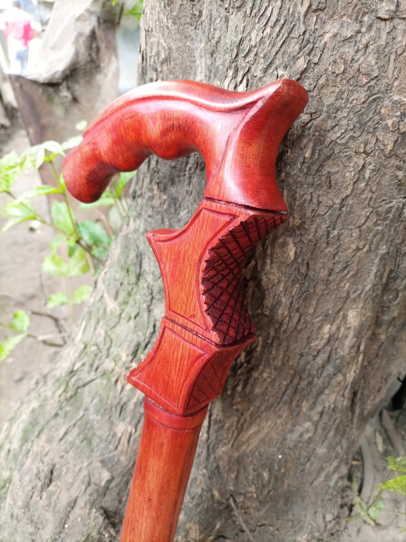 African Contoured Handle Original Hiking Walking Stick Cane | Etsy