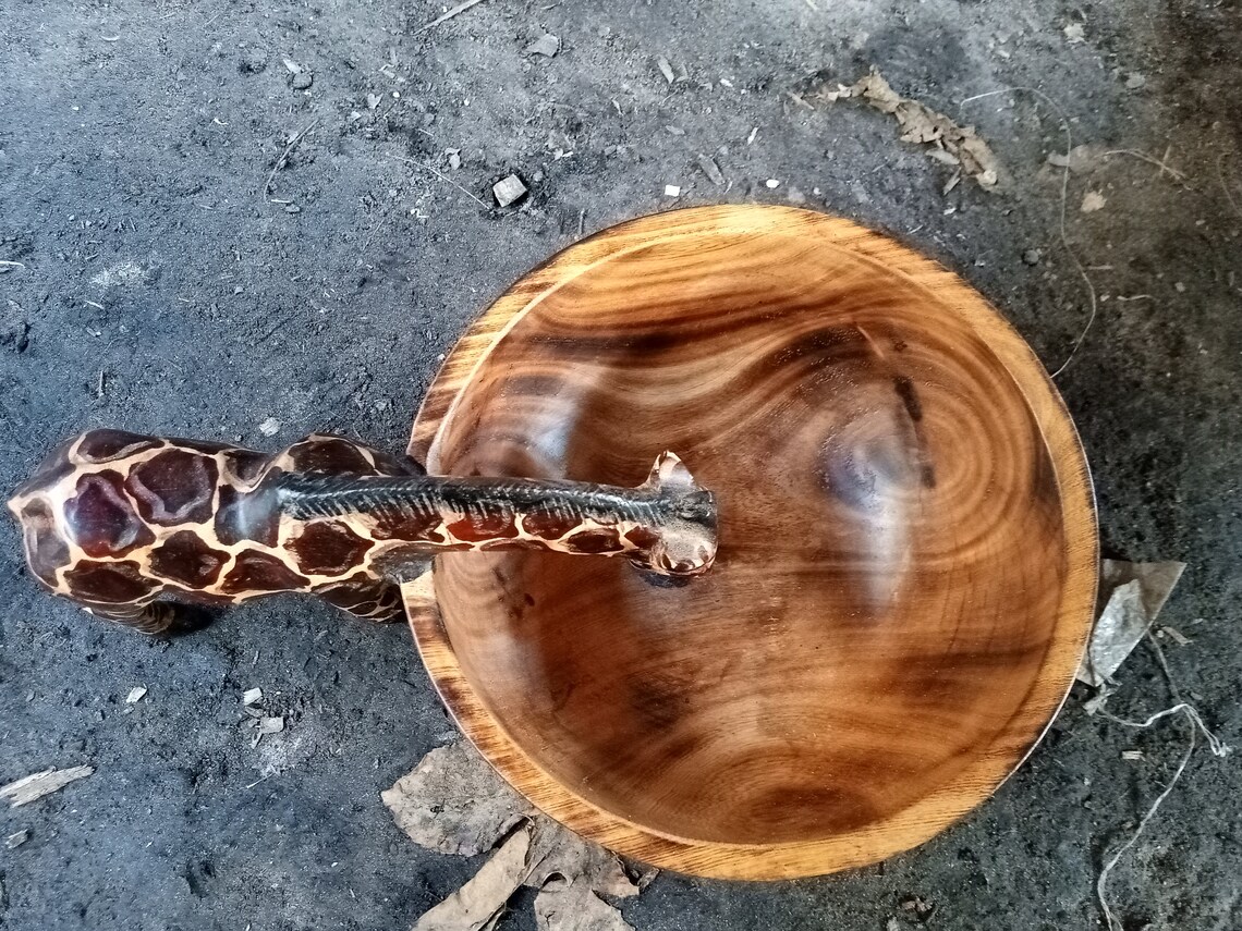 Giraffe Food Cereal Bowl Kamba Tribe Africa Animal Hand Carved | Etsy