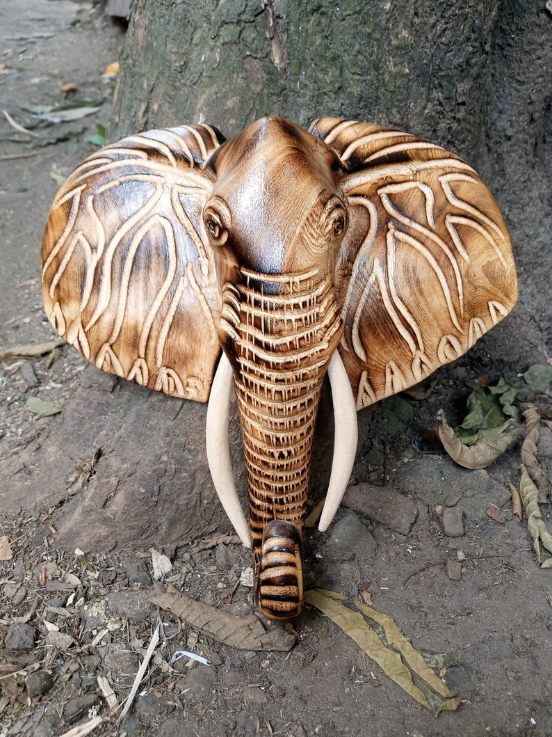 Kamba Tribal Plaque Elephant Mask Kenya Africa Olivewood - Etsy