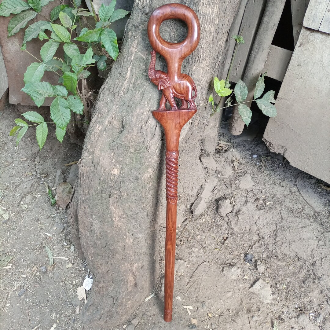 African Elephant Hiking Walking Stick Cane Handmade Kenya Africa ...