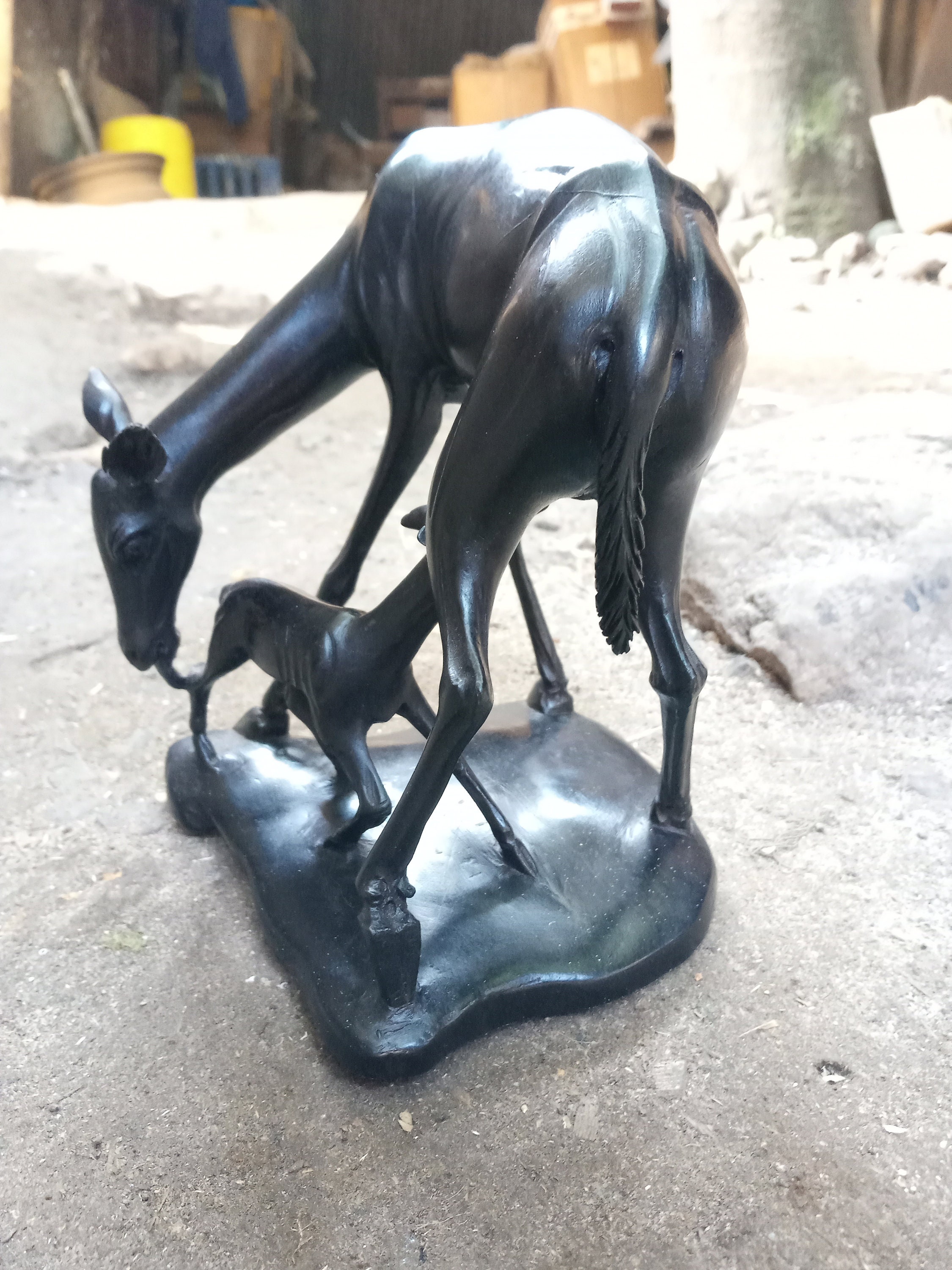 Solid Black Antelope Gazelle & Baby Original Kamba Table Art Kenya ...