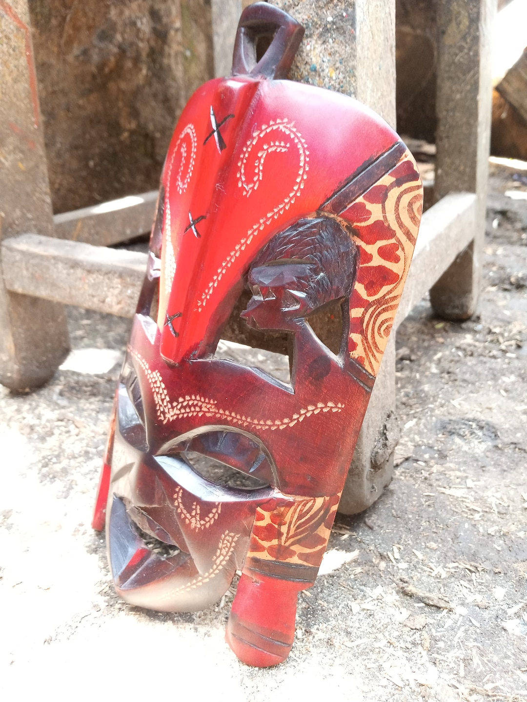 Kamba Tribal Plaque Mask Kenya Africa Jacaranda Wood Carving Wall ...