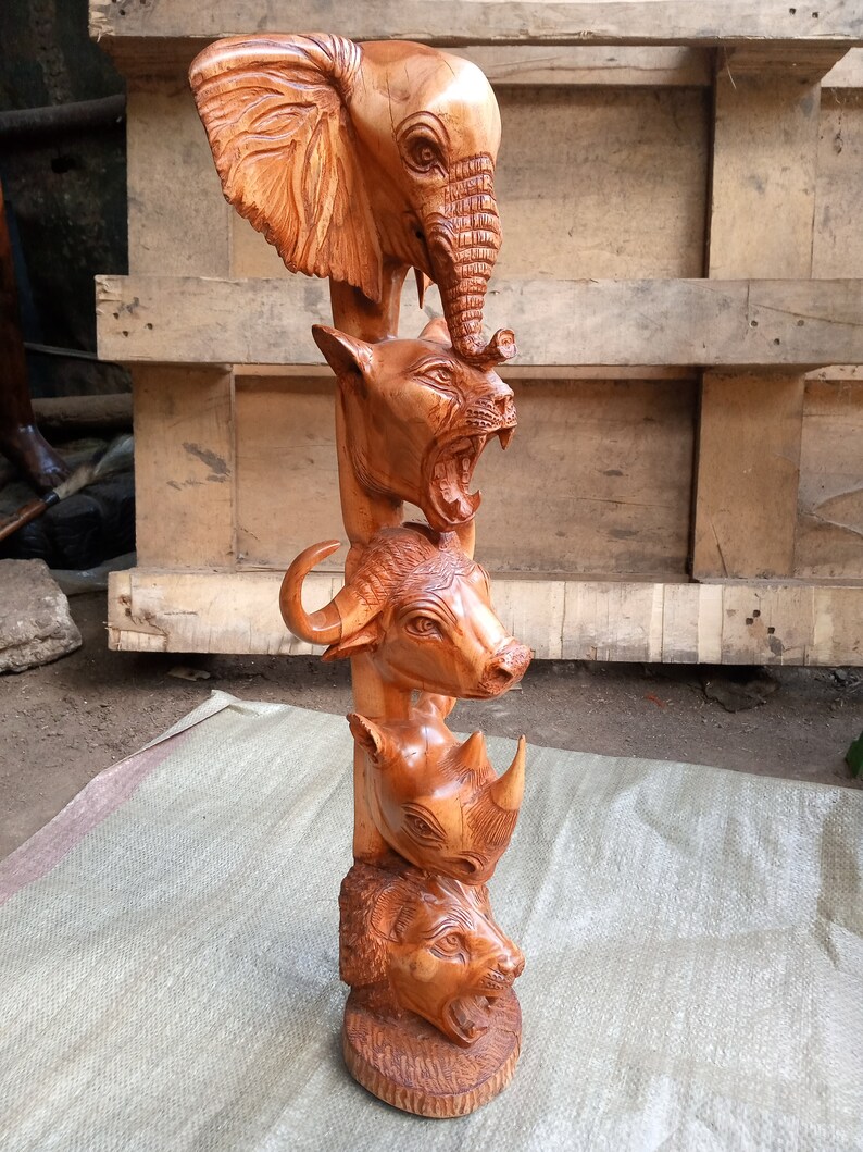 Rosewood Big 5 Animals Original Kamba Tribe Art Kenya Africa - Etsy