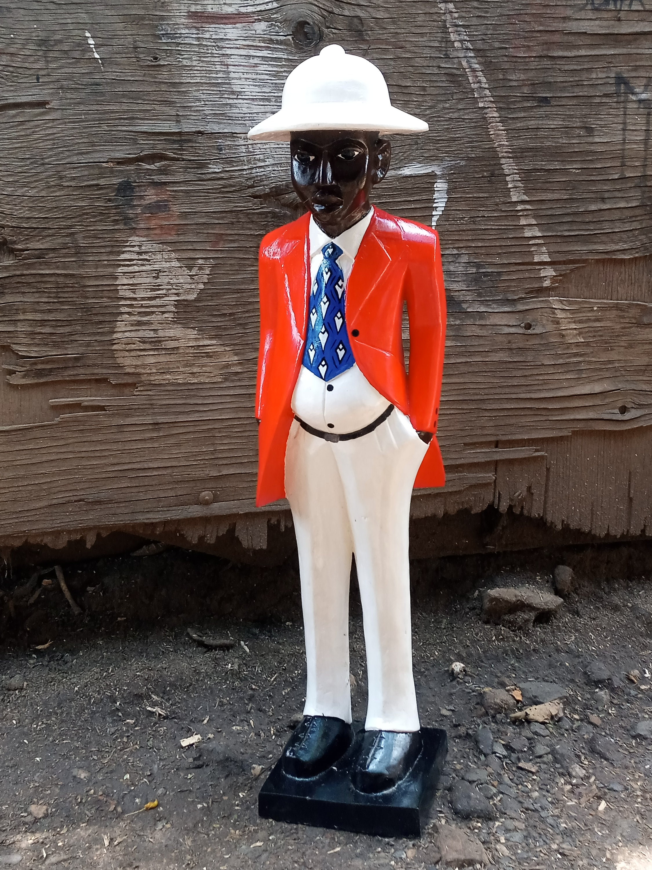 Belgian Congo Man Original 1PC Hand Painted Carved Jacaranda Wood ...