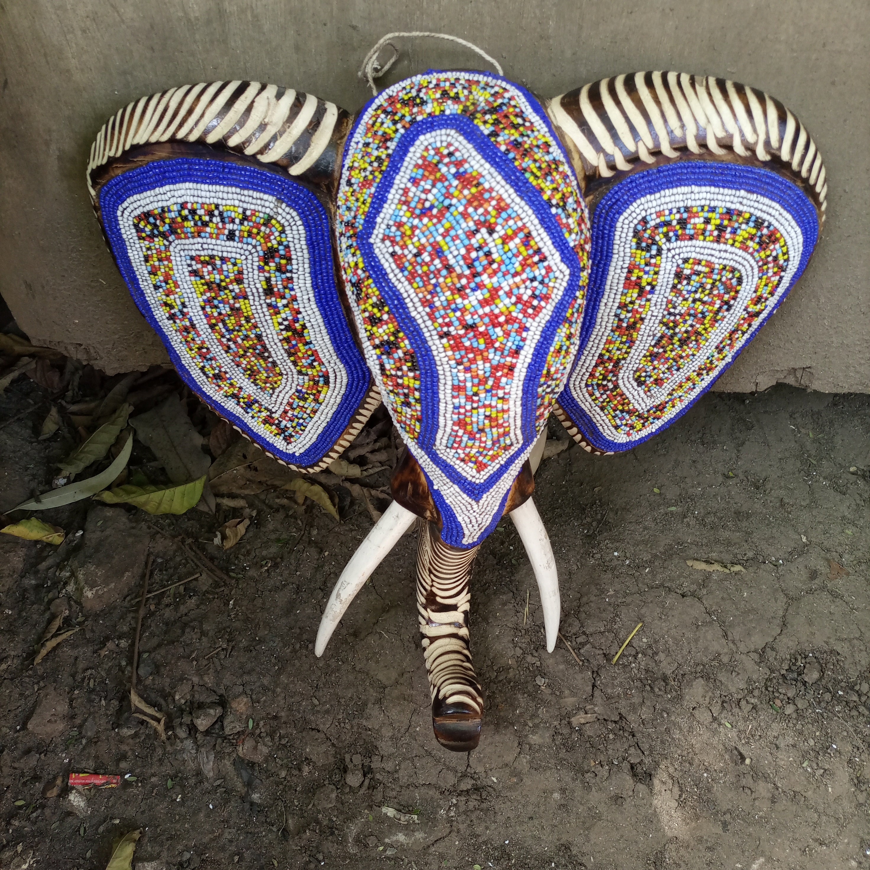 Kamba Tribal Plaque Beaded Elephant Mask Kenya Africa Carving | Etsy