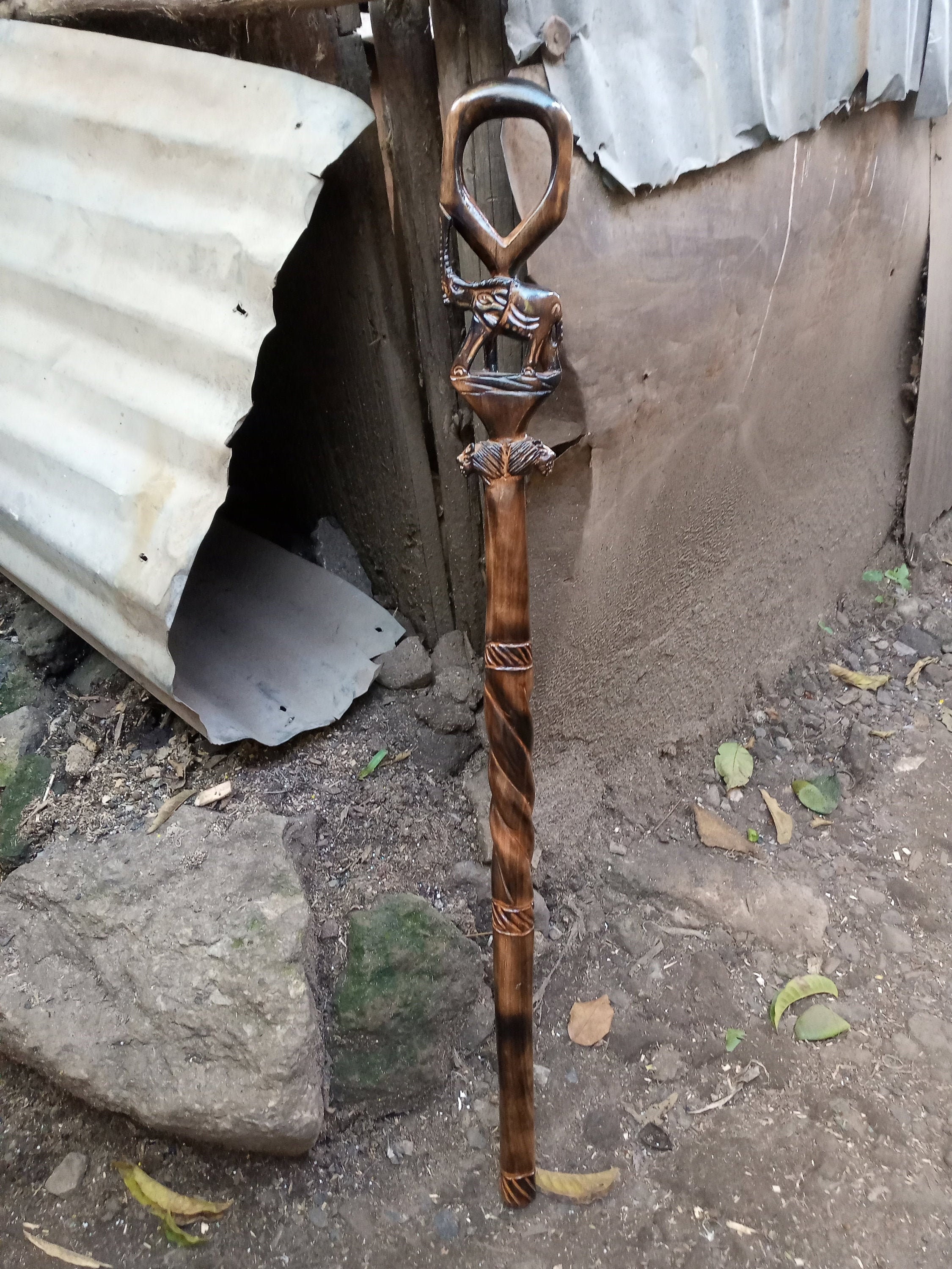 Carving of Ankh Cross Walking Stick, 2D Ankh Cross Hicking stick, Hand ...