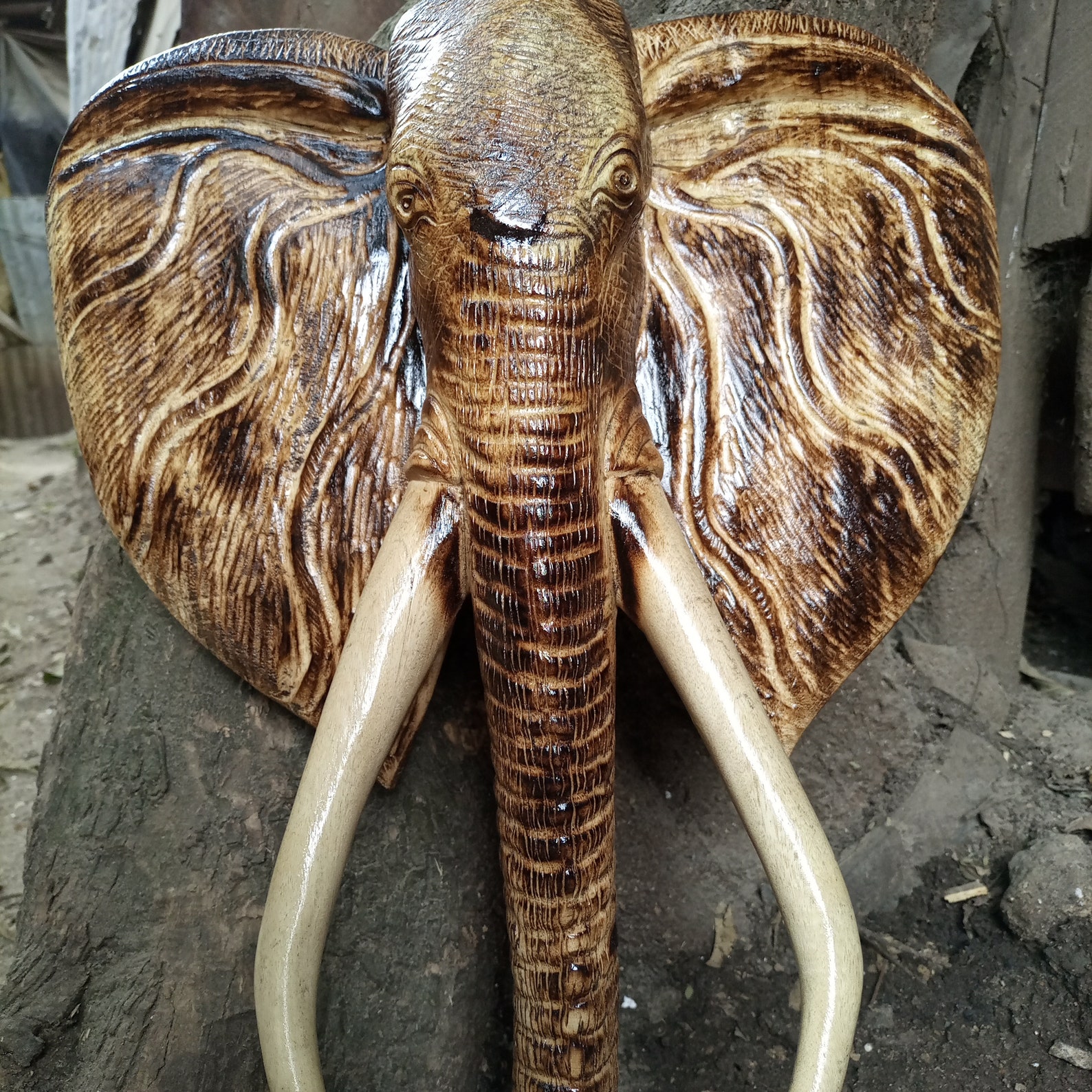 Elephant Mask Kenya Africa Olivewood Carving Kamba Tribal | Etsy