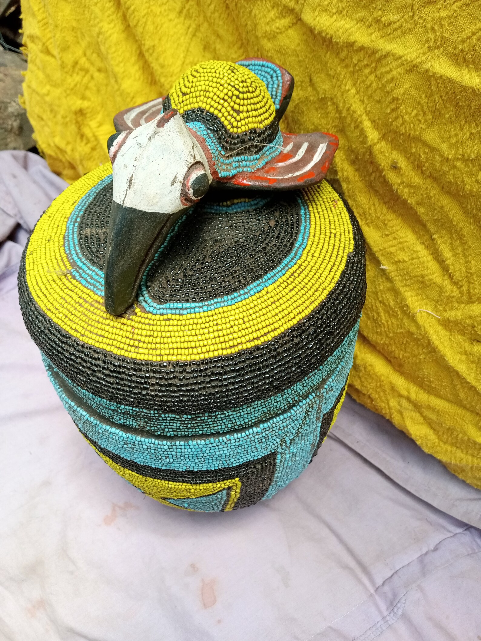 Vintage Senegal Soninke Tribe Original Covered Pot Bowl Bird | Etsy