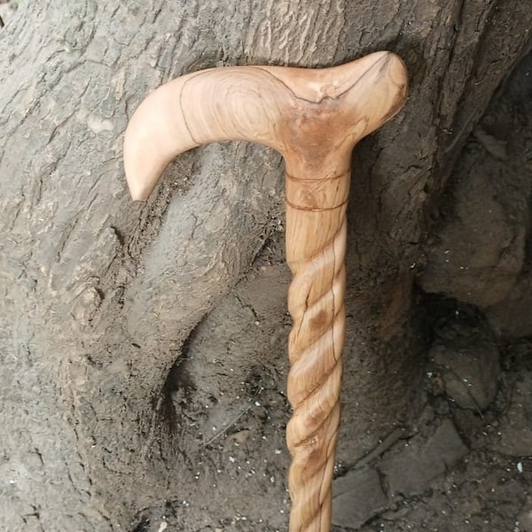 African Olivewood Twisted Walking Cane - Etsy