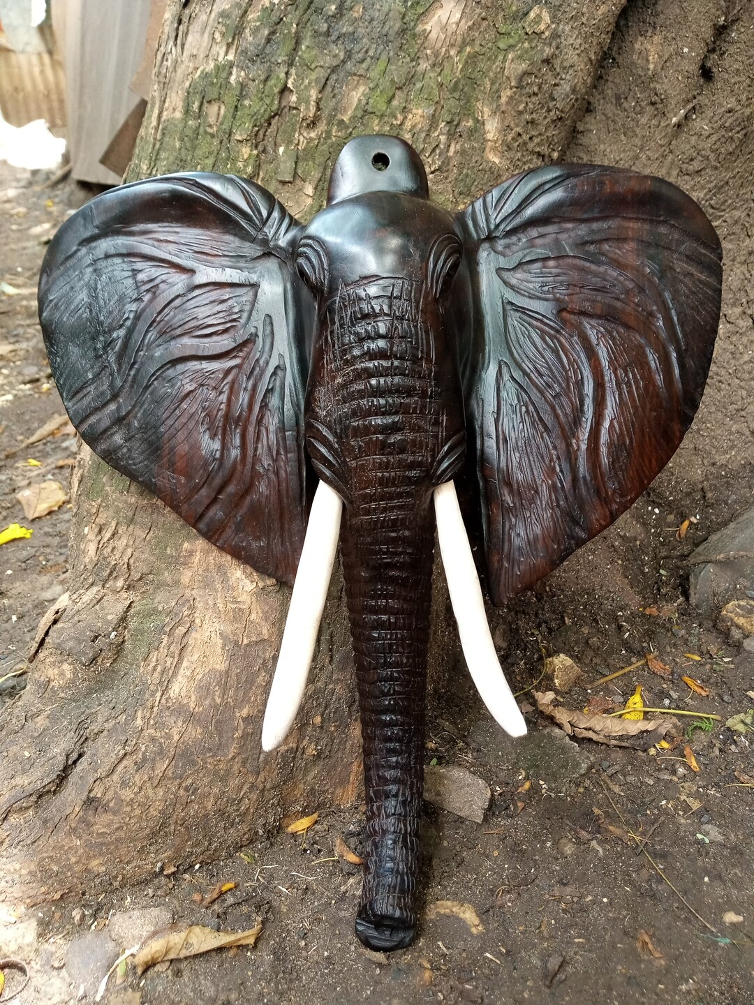 Kamba Tribal Plaque Elephant Mask Kenya Africa Blackwood Carving Wall ...