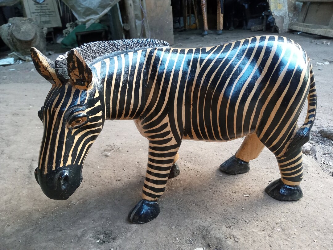 Jacaranda Wood Zebra Black White Original Kamba Painted Tribal Coffee ...