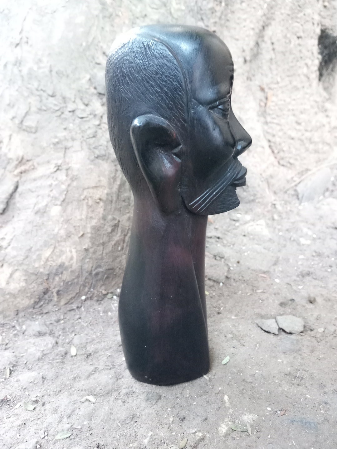 Original Blackwood or Rosewood "kamba Warrior Man" Neck Sculpture Kenya ...