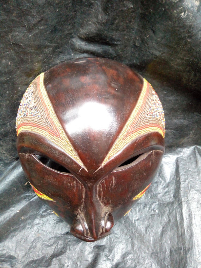Original Congo Beaded Boa Tribe Mask African Large Wood Art - Etsy