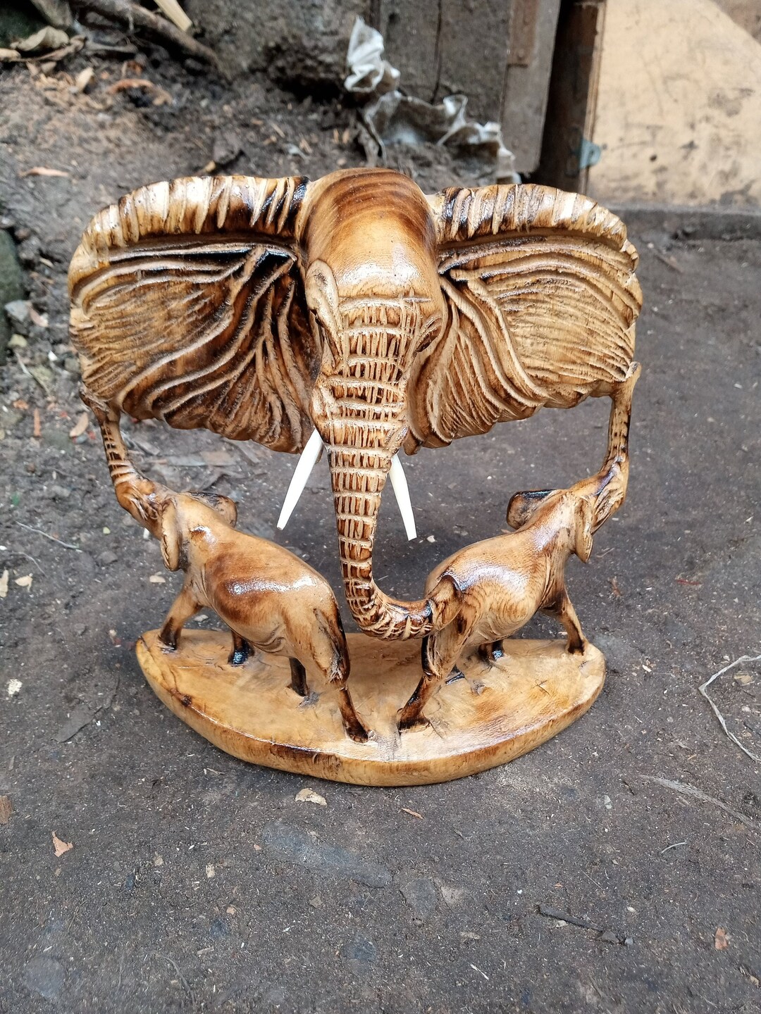 Kamba Tribal Plaque Elephant Mask Kenya Africa Olivewood Carving ...